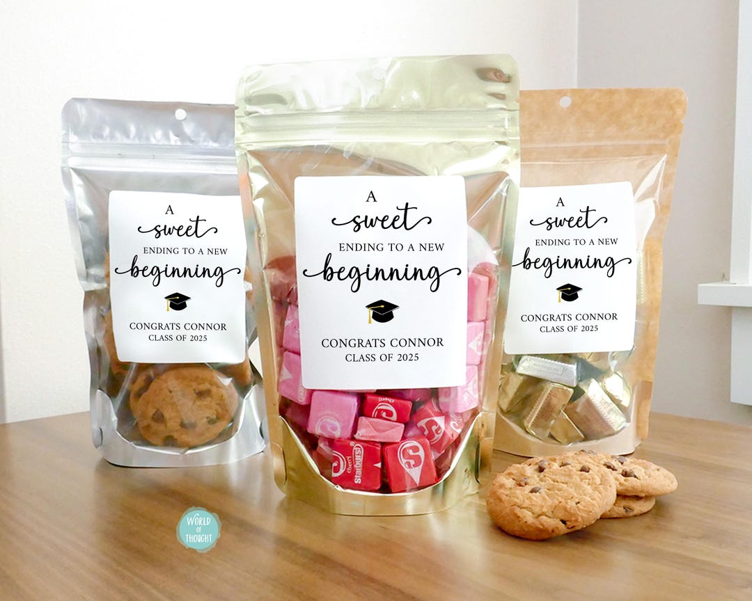 Graduation Favor Bags With Stickers, Congrats Grad Treat Bags, Sweet ...