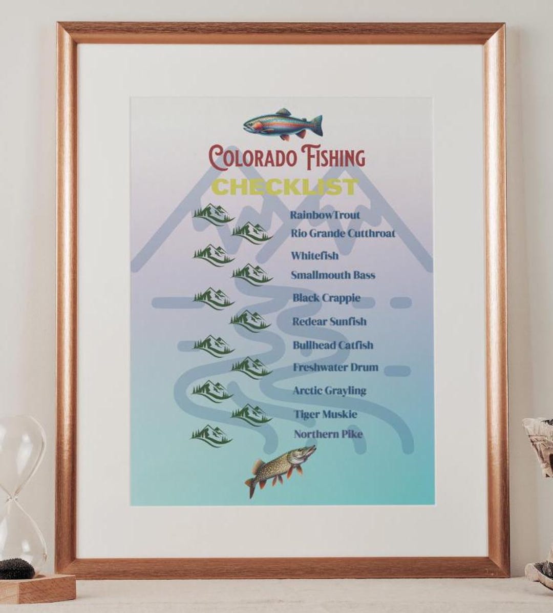 Colorado Fishing Checklist, Colorado Wall Art Print, Matte Fishing ...