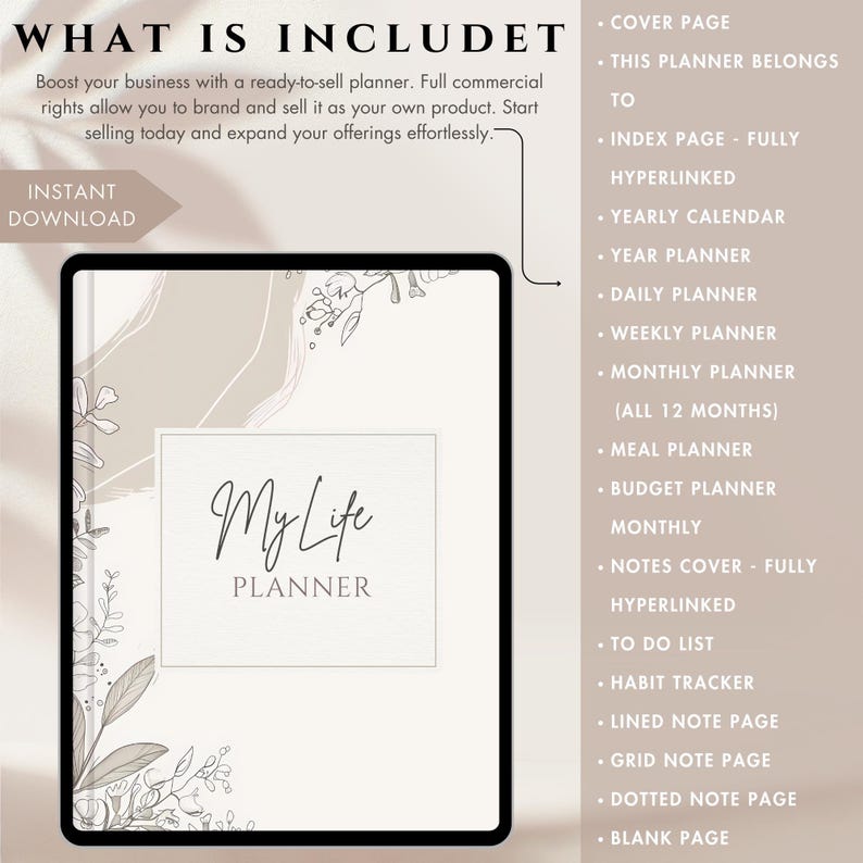 Undated Life Planner Template Canva PLR Editable Printable Digital ...