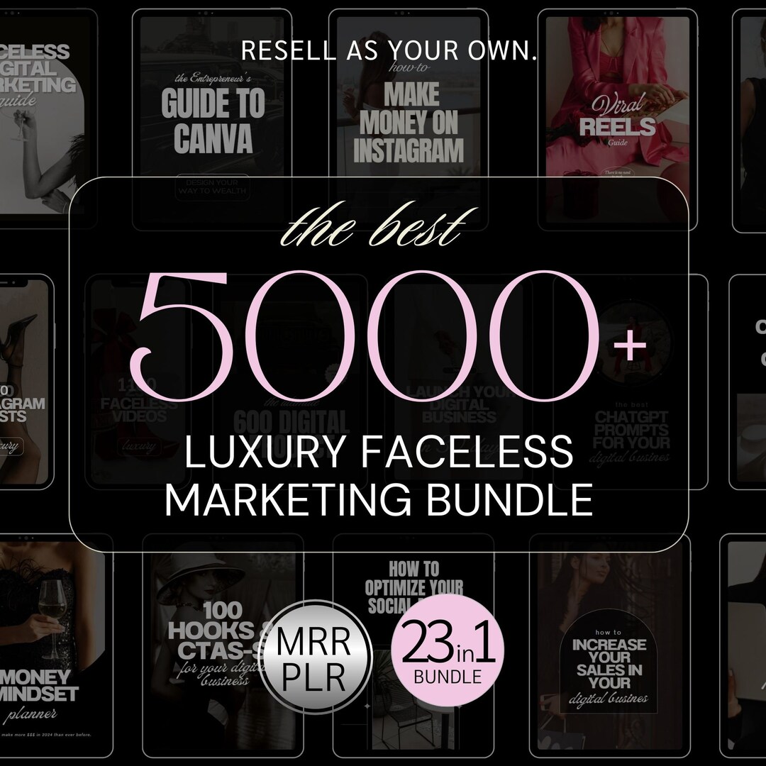 5000+ Luxury Faceless Marketing Bundle: MRR & PLR - Etsy