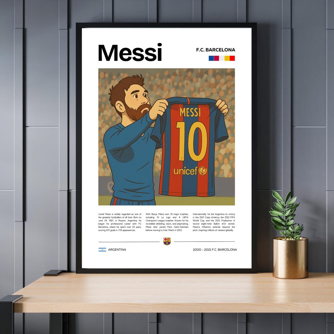 Messi Barcelona Barca Argentina Poster, Soccer Art Printable, Ghibli ...