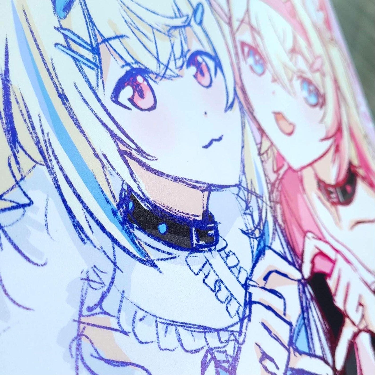 Hololive - Vtuber Gawr Gura & Fuwawa-mococo || Square Prints [8,5x8,5 ...