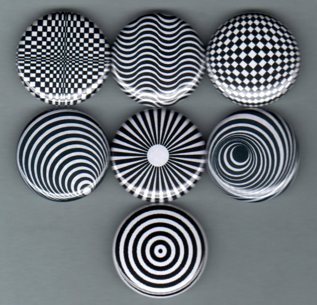 OP ART 7 One Inch Pinback/badges/buttons Trippy Mod Psychedelic ...