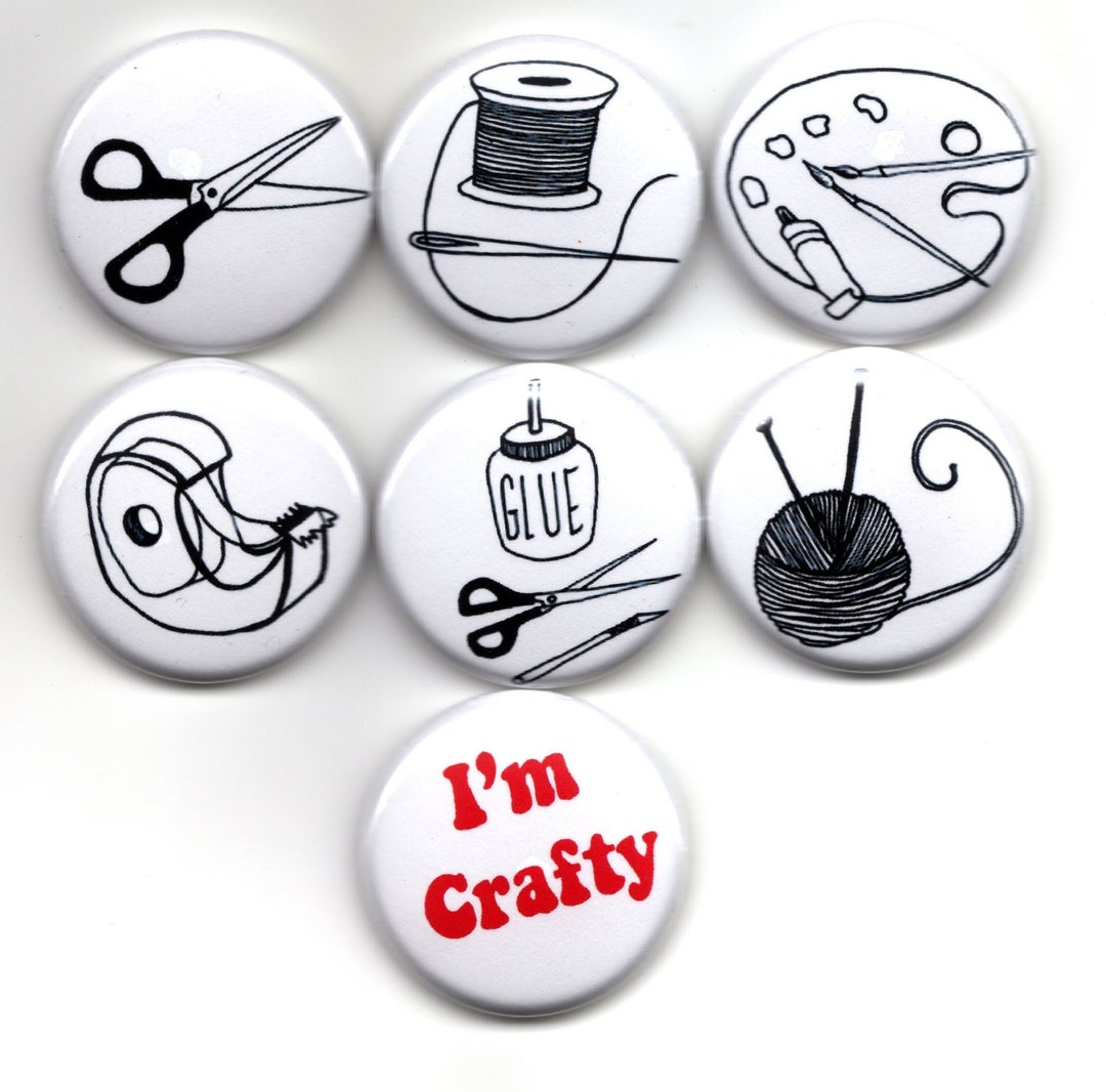 Craft D.I.Y. Crafting 7 One Inch Pinback/badges/buttons Cute Crafty Crafter - Etsy