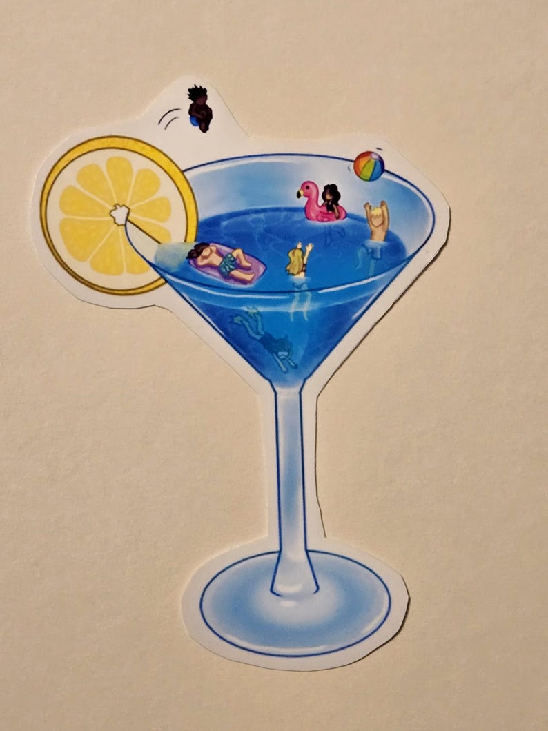 Martini Pool Party Sticker - Etsy