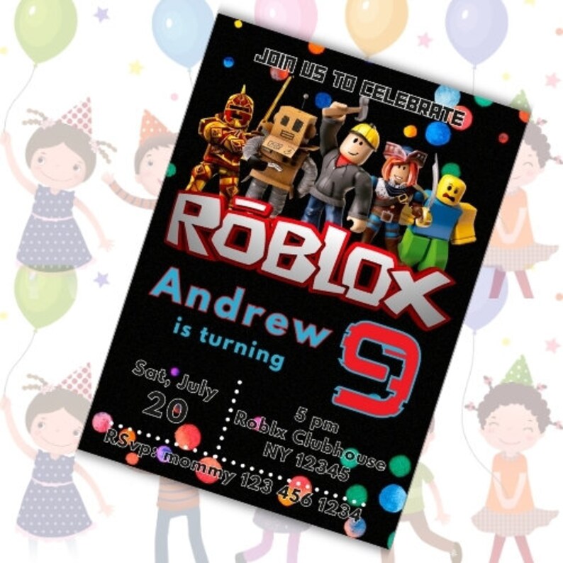 Roblox Birthday Invitation, Games Invitation, Roblox Digital Invitation ...