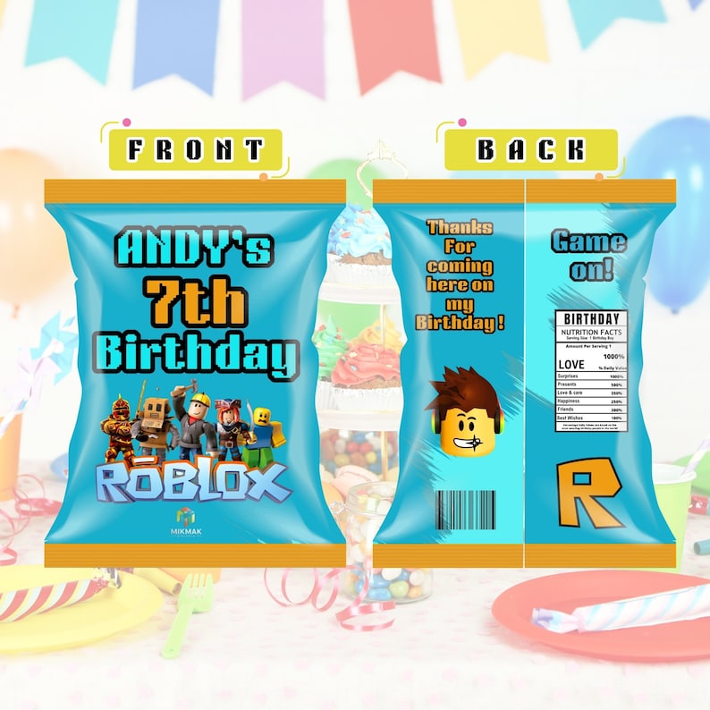 Roblox Chip Bag, Personalized, Roblox Chip Bag Template, Roblox Party ...