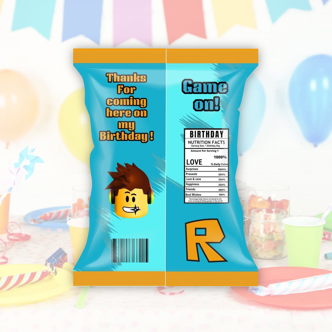 Roblox Chip Bag, Personalized, Roblox Chip Bag Template, Roblox Party ...