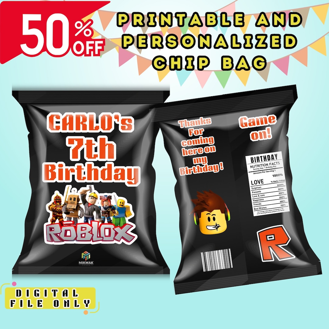 Roblox Chip Bag, Personalized, Roblox Chip Bag Template, Roblox Party ...