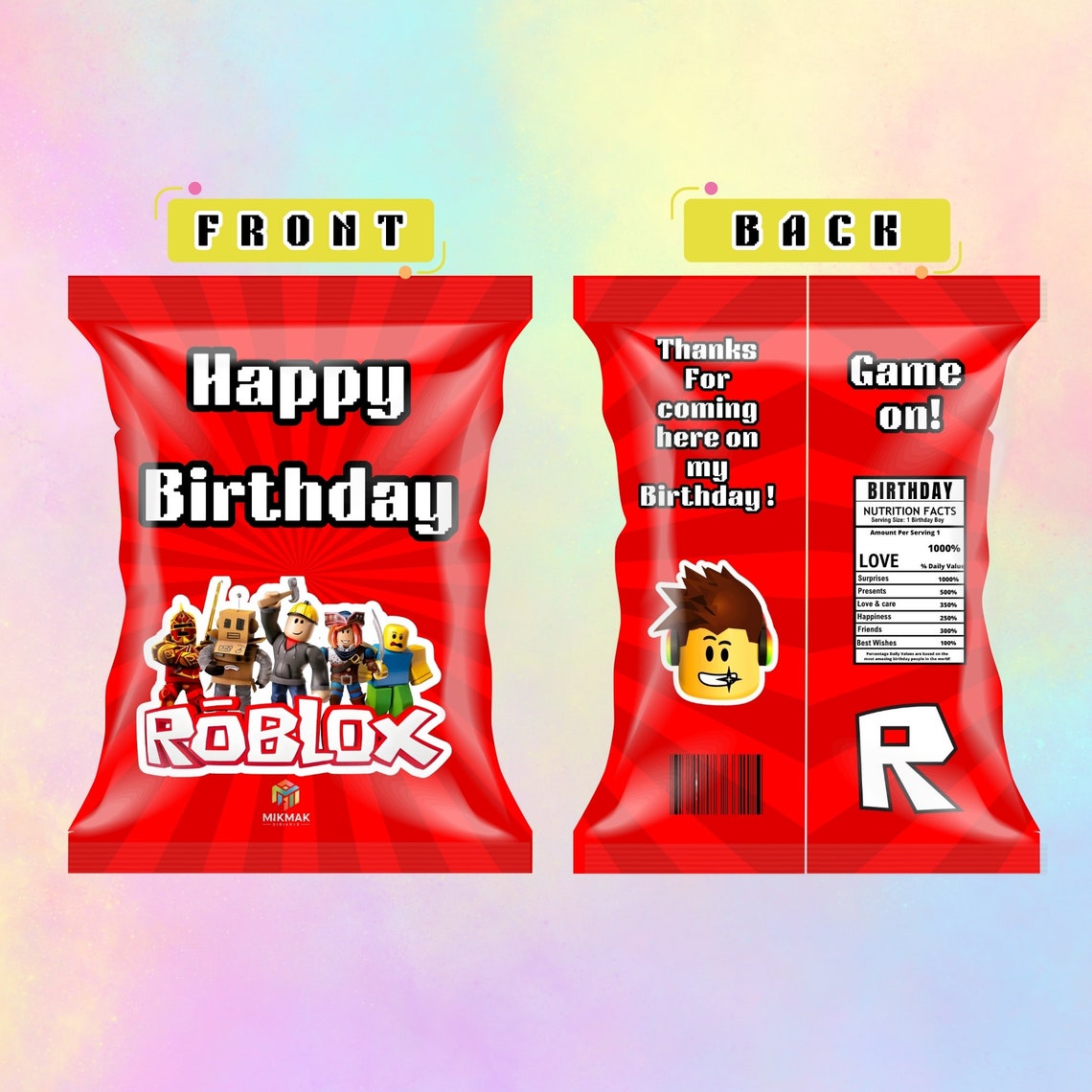 Roblox Chip Bag, Not Personalized, Instant Download, Roblox Party ...