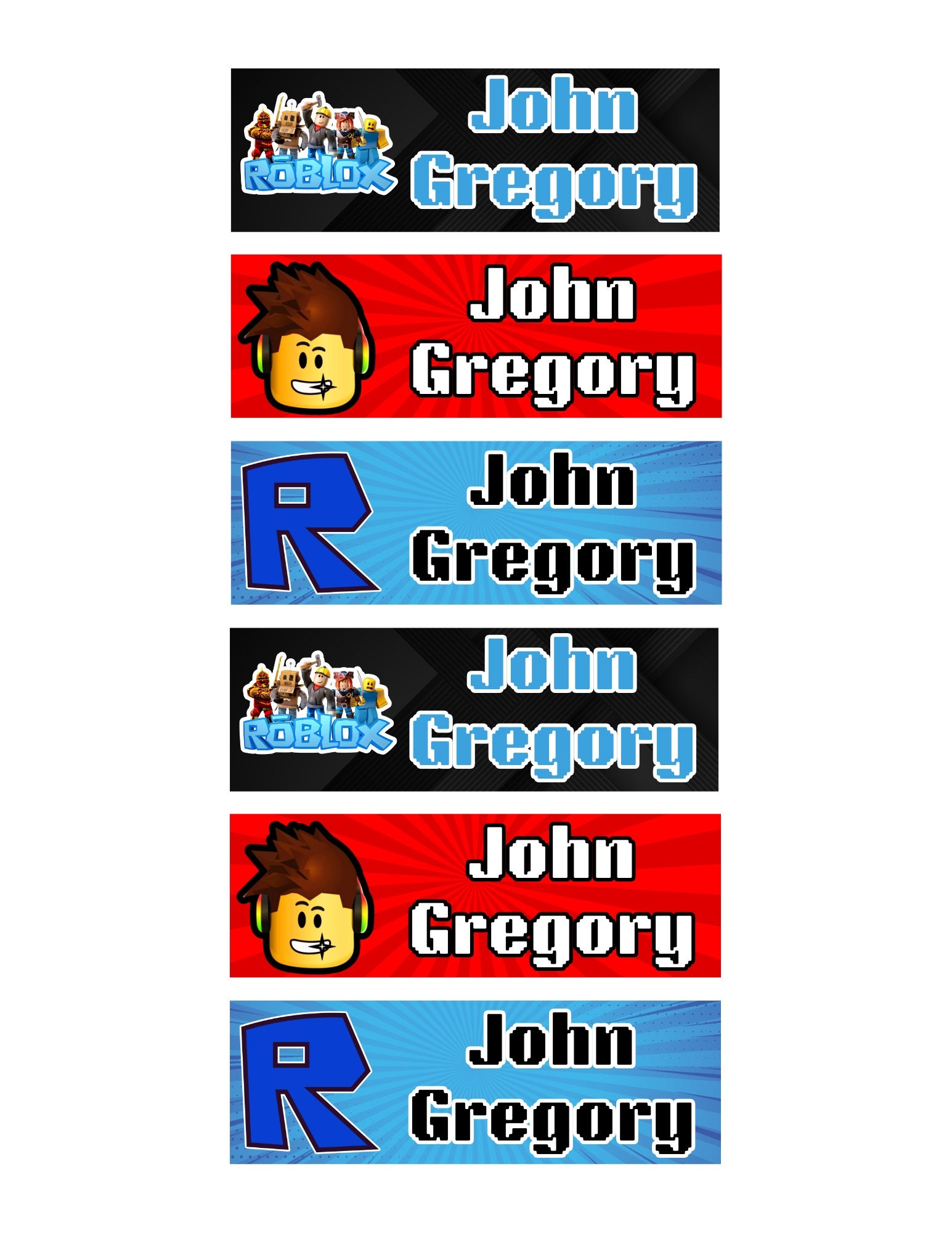 Personalized Printable School Labels, School Labels, Roblox Labels ...
