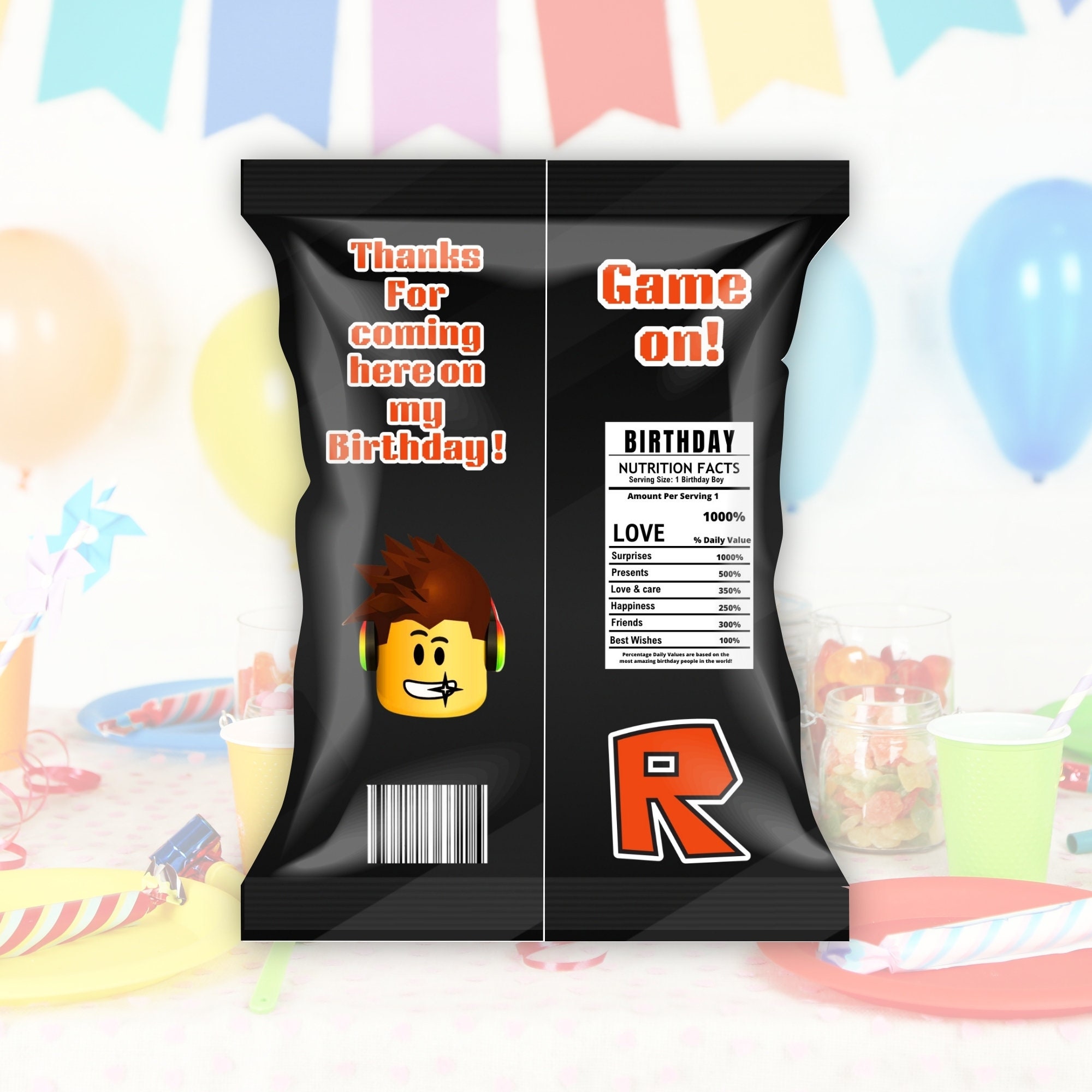 Roblox Chip Bag, Personalized, Roblox Chip Bag Template, Roblox Party ...