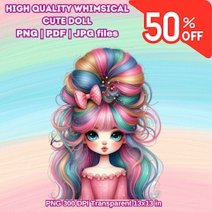 Whimsical PNG, Quirky Girl, Watercolor Clipart, Digital Instant ...