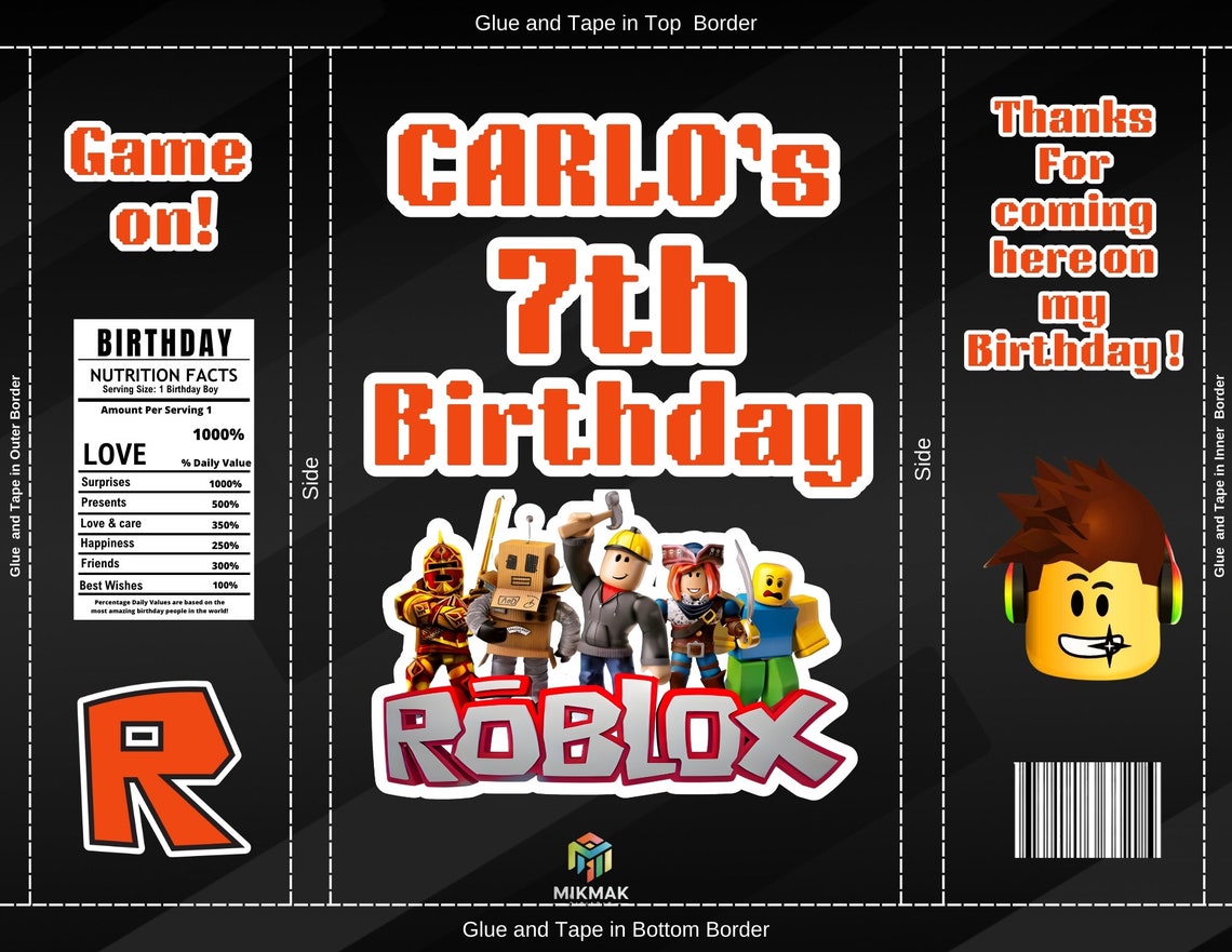Roblox Chip Bag, Personalized, Roblox Chip Bag Template, Roblox Party ...
