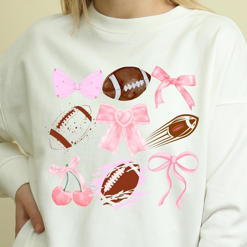 Football Mom Shirt: Pink Coquette Bow, Retro Floral Gameday Tee (PNG ...