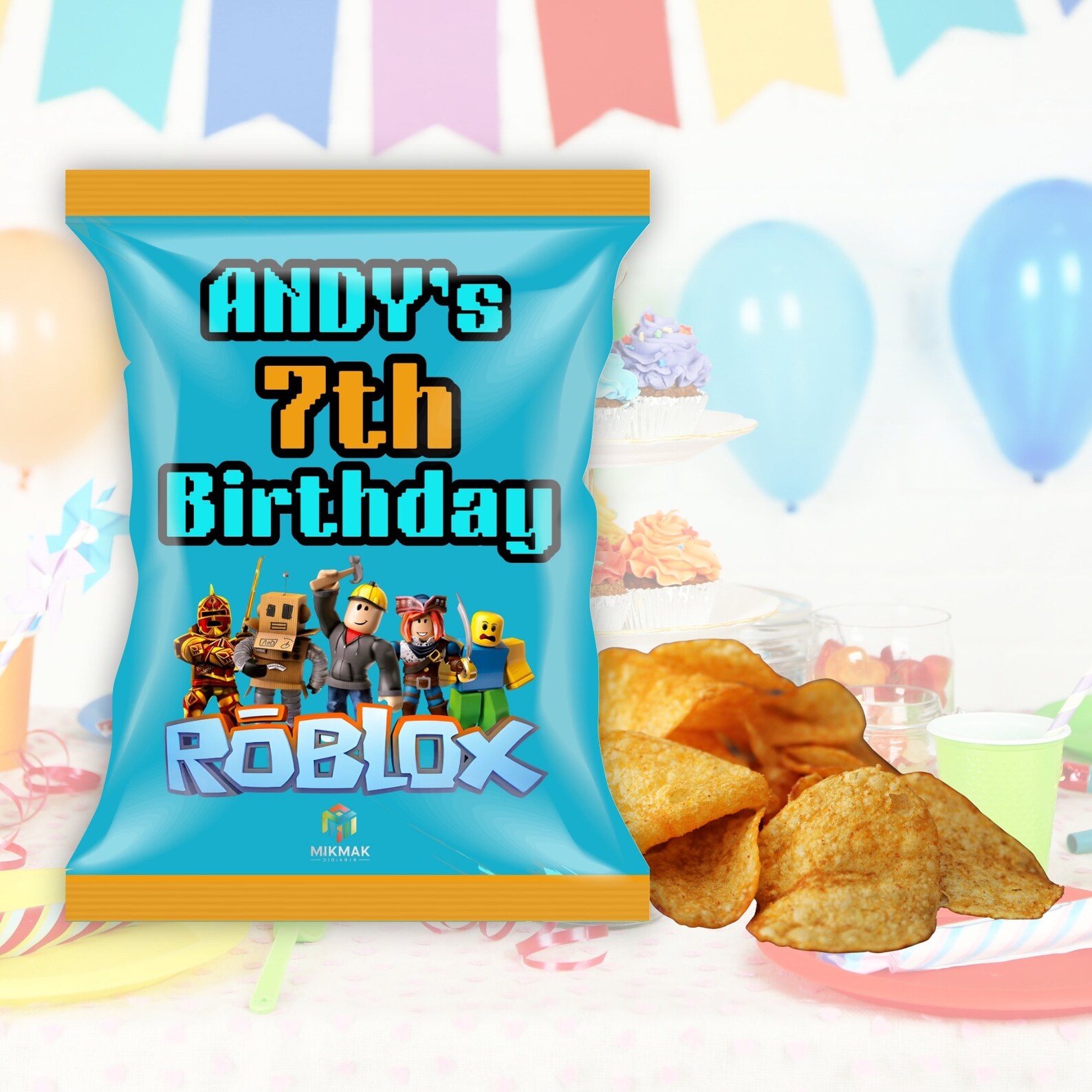 Roblox Chip Bag, Personalized, Roblox Chip Bag Template, Roblox Party ...