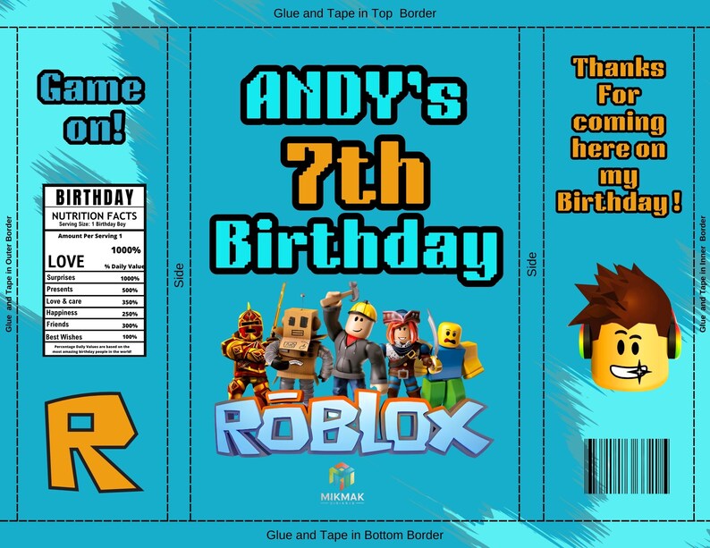 Roblox Chip Bag, Personalized, Roblox Chip Bag Template, Roblox Party ...