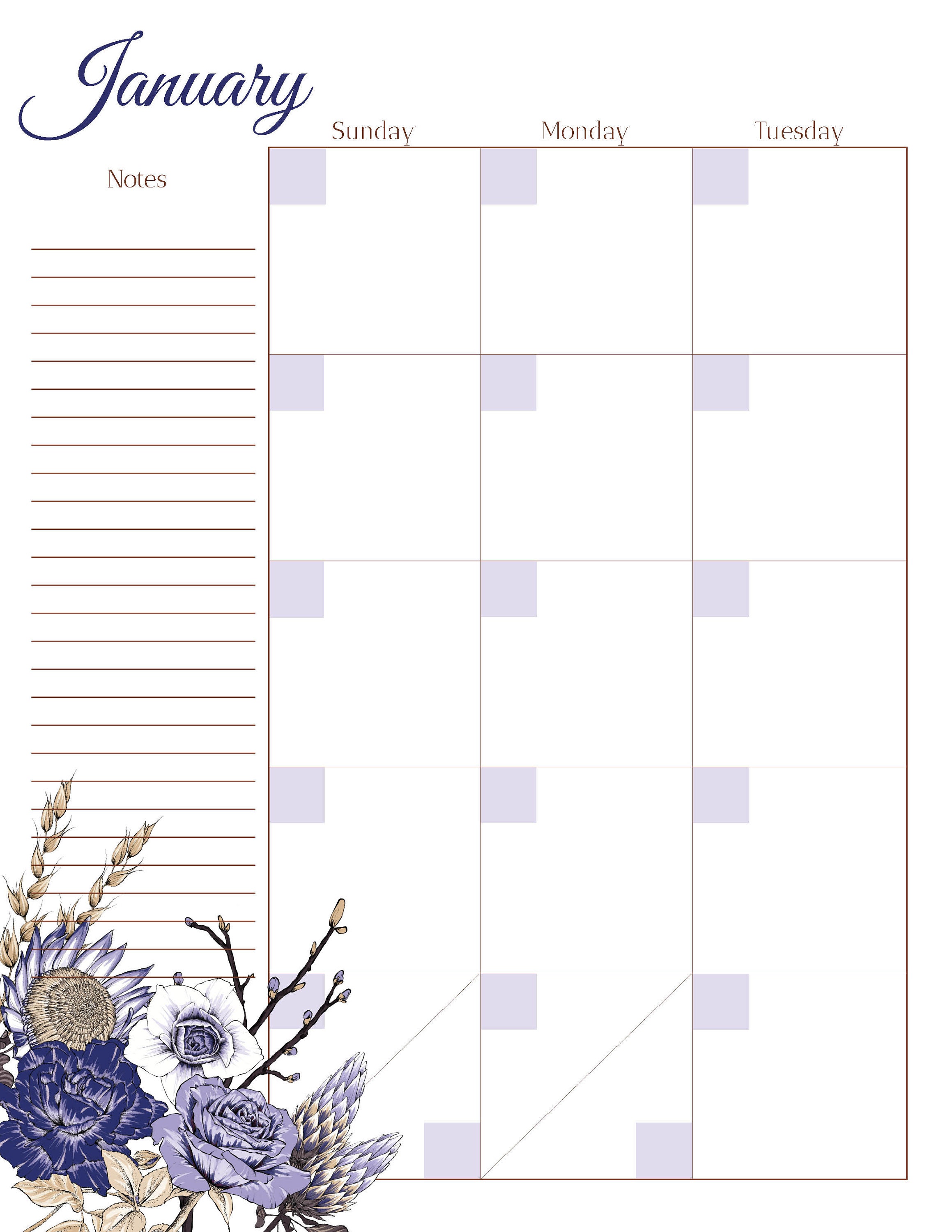 Undated Monthly & Weekly Planner Pages - Floral - Etsy