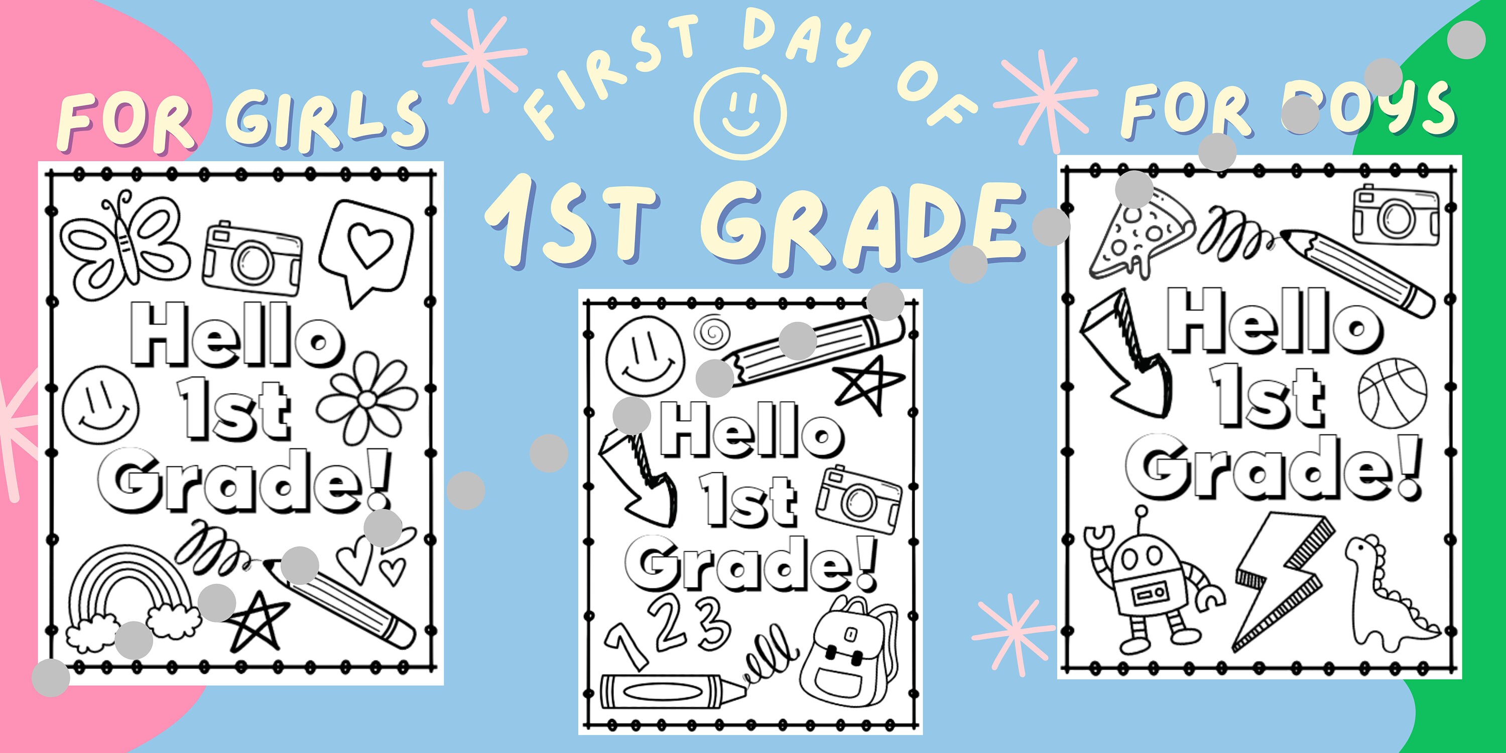 1st Grade Back to School Color Pages - Etsy Canada