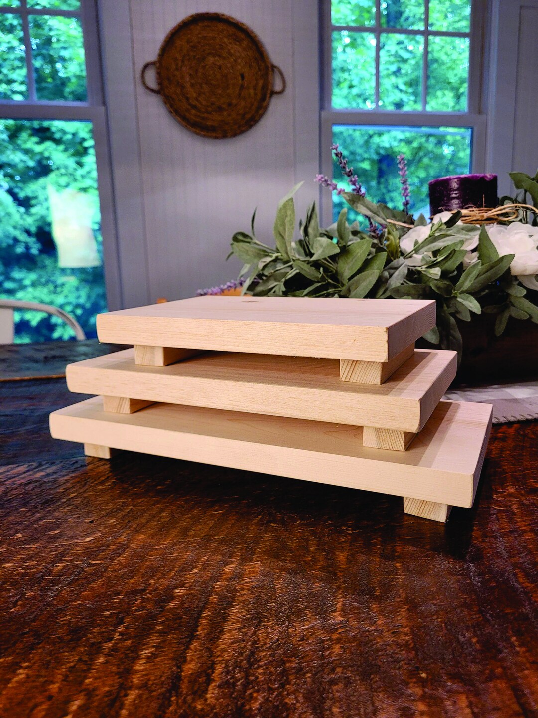 Unfinished Wood Rectangular Riser Table Display Wood Riser Country ...