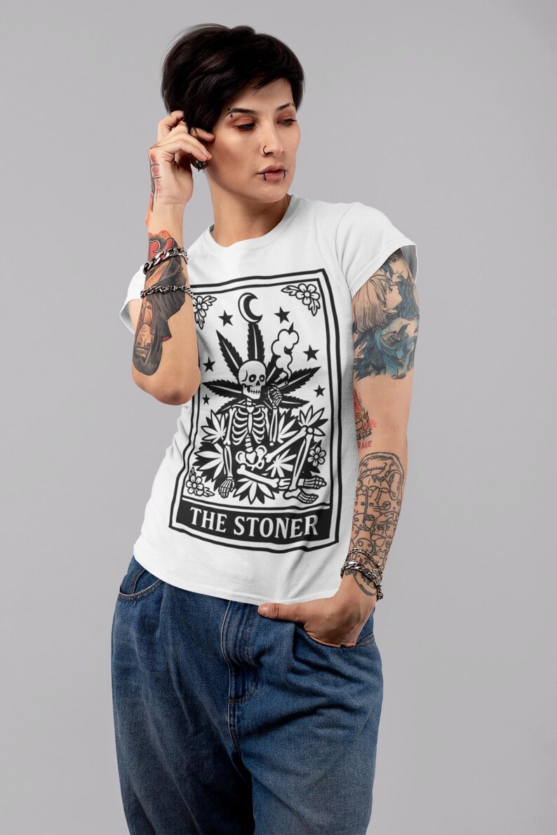 The Stoner Tarot Card PNG SVG JPG | Bold Cannabis Skeleton Art | Funny ...