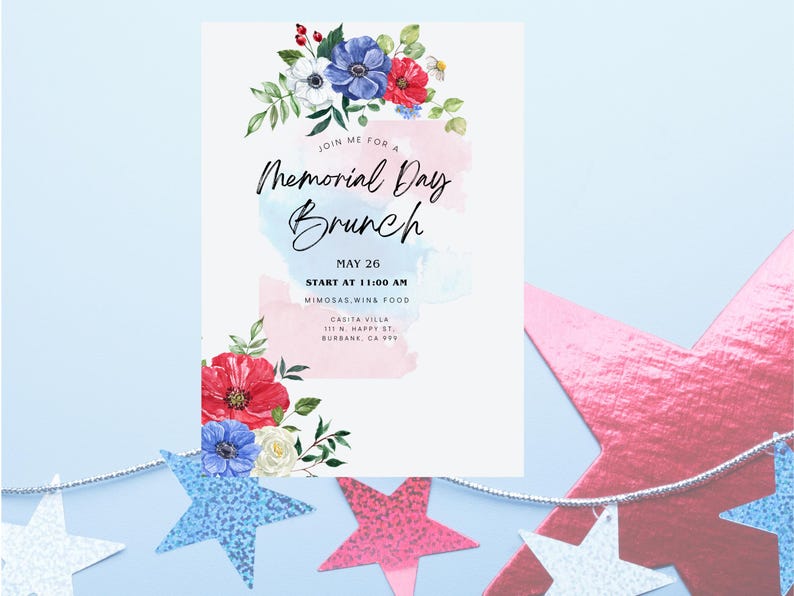 Memorial Day Brunch Invitation. - Etsy