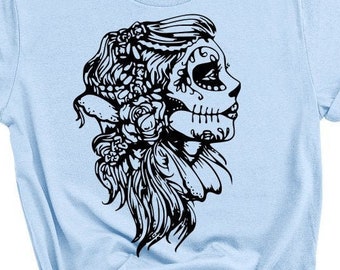 Day of the Dead Lady SVG, Woman Sugar Skull SVG, Dia De Los Muertos Cut ...