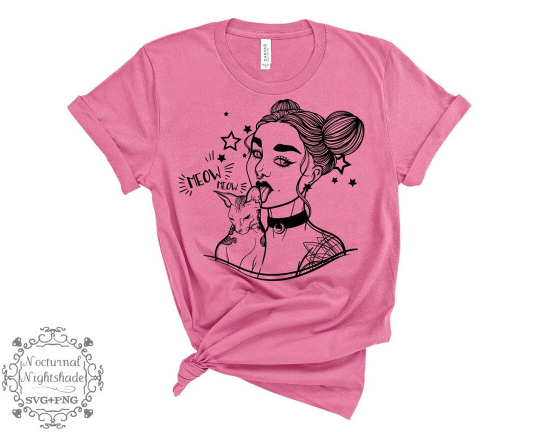 Gothic Woman SVG, Goth Lady Met Cat SVG, Tattoo Woman SVG, Alternative ...