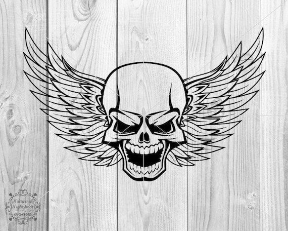 Winged Skull SVG Skull With Wings SVG Biker Svg Gothic Svg | Etsy
