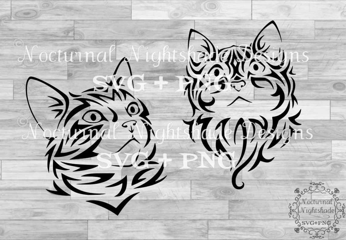 2 Cats SVG Files Linework Cat Faces Cut Files 2 Kitties Svg | Etsy