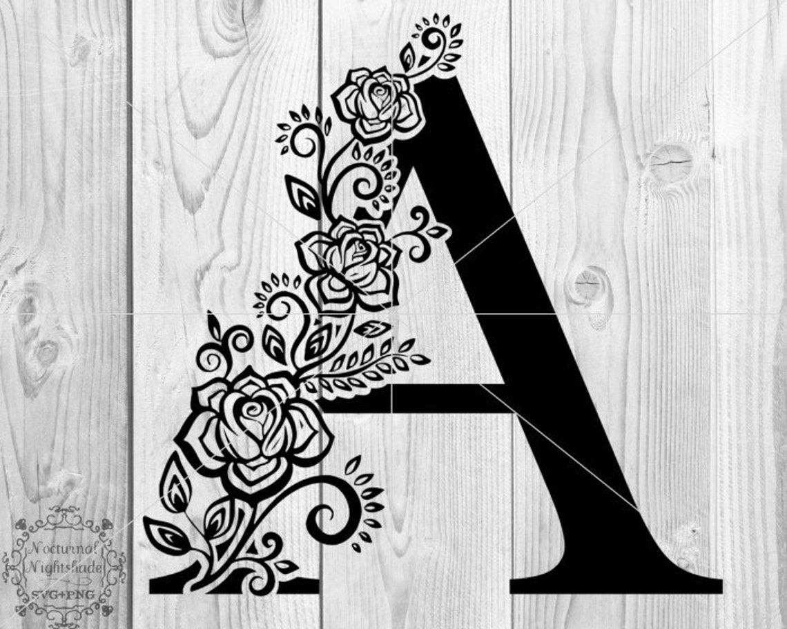 Alphabet fleur Svg, Lettre florale A Svg, Monogramme Svg, Lettre unique ...