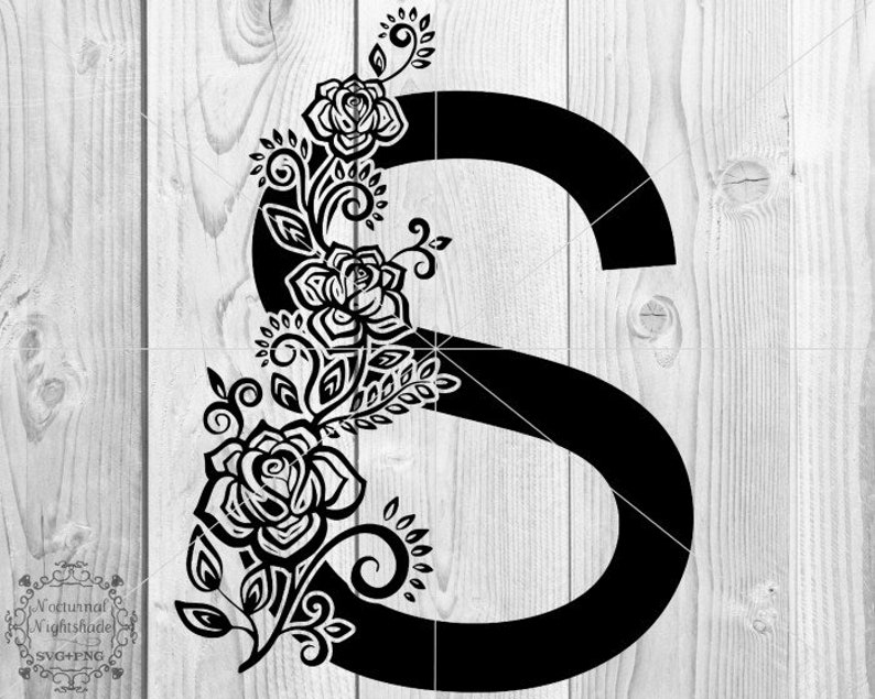 Alfabeto floral Svg, Letra floral S Svg, Monograma Svg, Letra única Svg ...