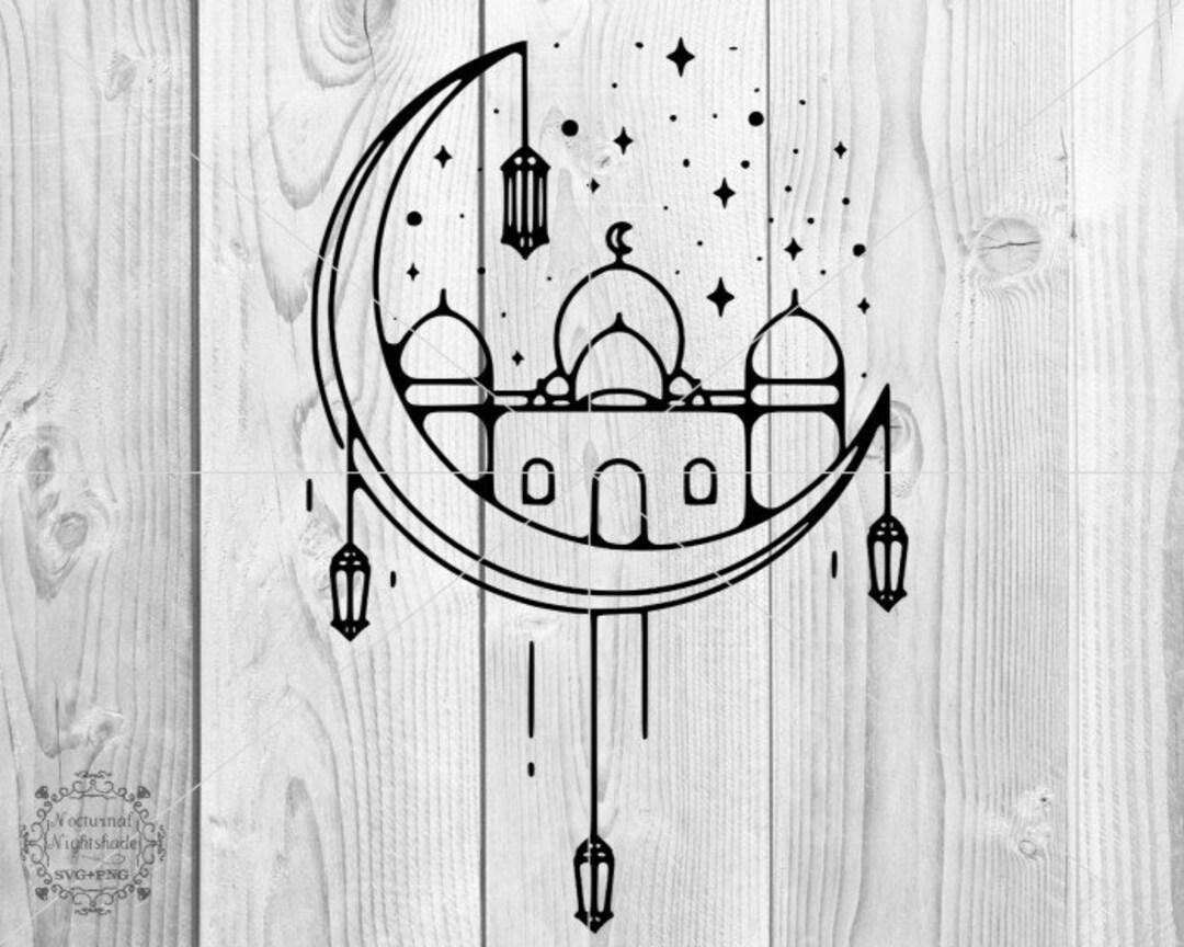 Mosque SVG, Mosque on Moon Svg, Arabian Nights Svg, Arabian Lanterns ...