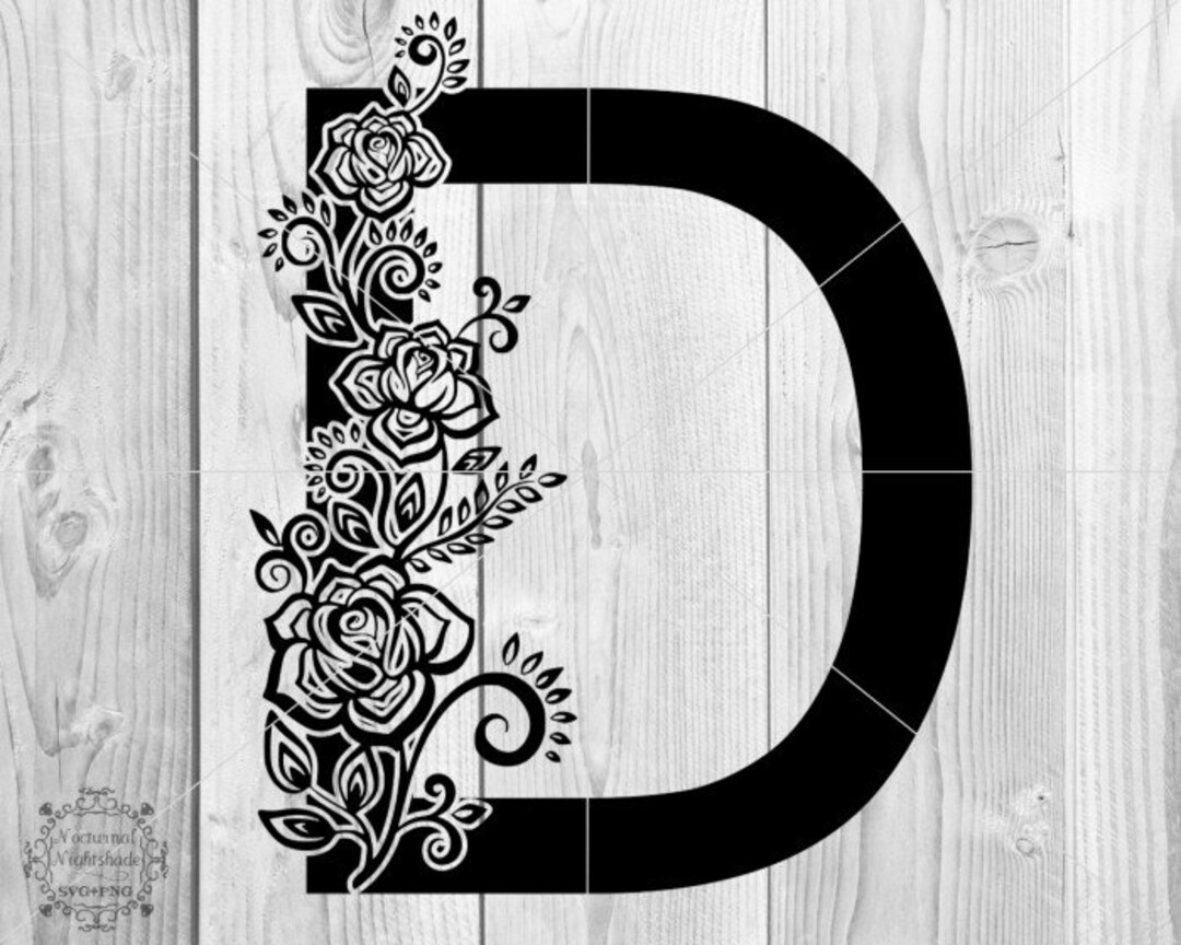 Flower Alphabet Svg, Floral Letter D Svg, Monogram Svg, Single Letter ...