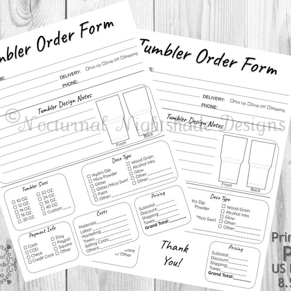 Cup Order Form - Etsy