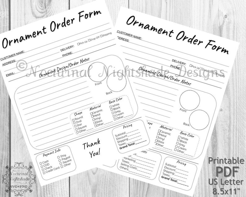 Ornament Order Form Custom Ornament Christmas Ornament Order Etsy