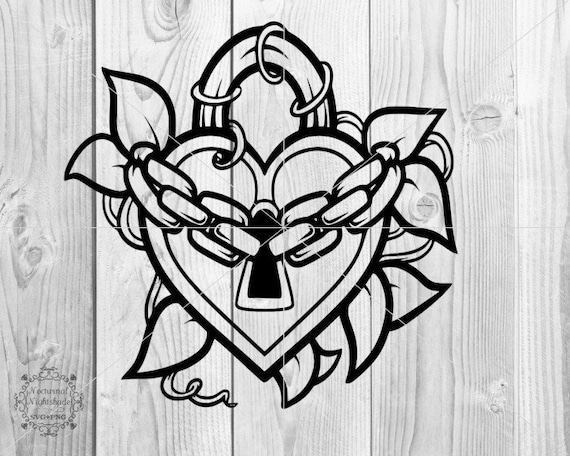 Heart Lock SVG Locked Floral Heart SVG Gothic SVG Padlock | Etsy