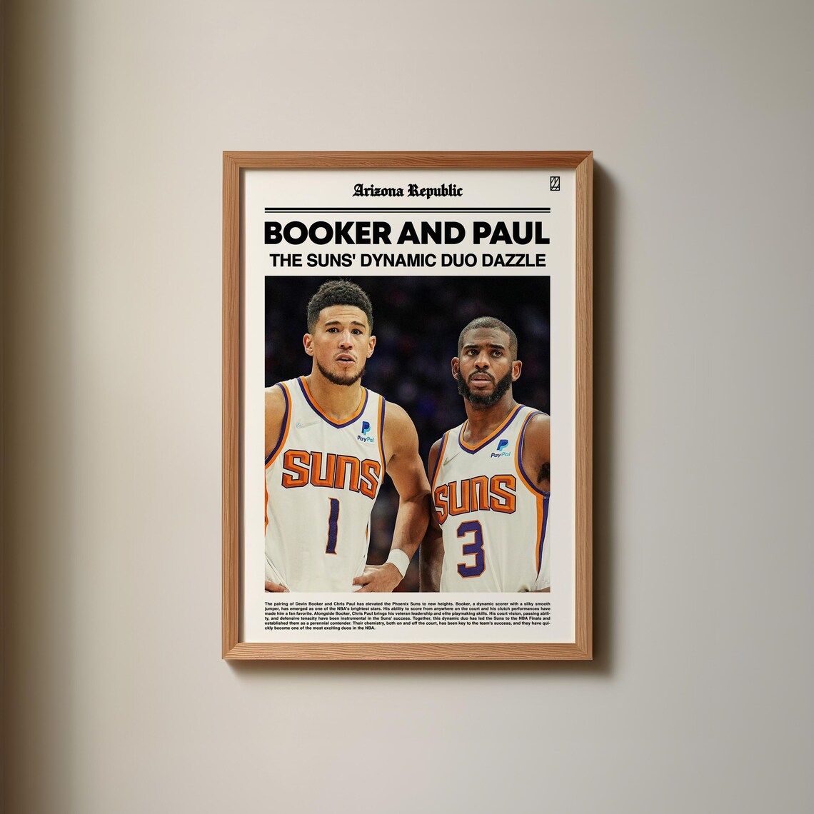 Phoenix Suns Booker & CP3 Art NBA Valley Basketball Newspaper Poster ...