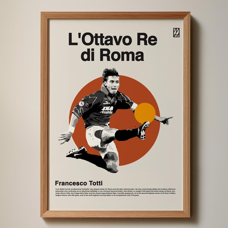 Francesco Totti Poster Iconic Football Player Art L'ottavo Re Di Roma ...