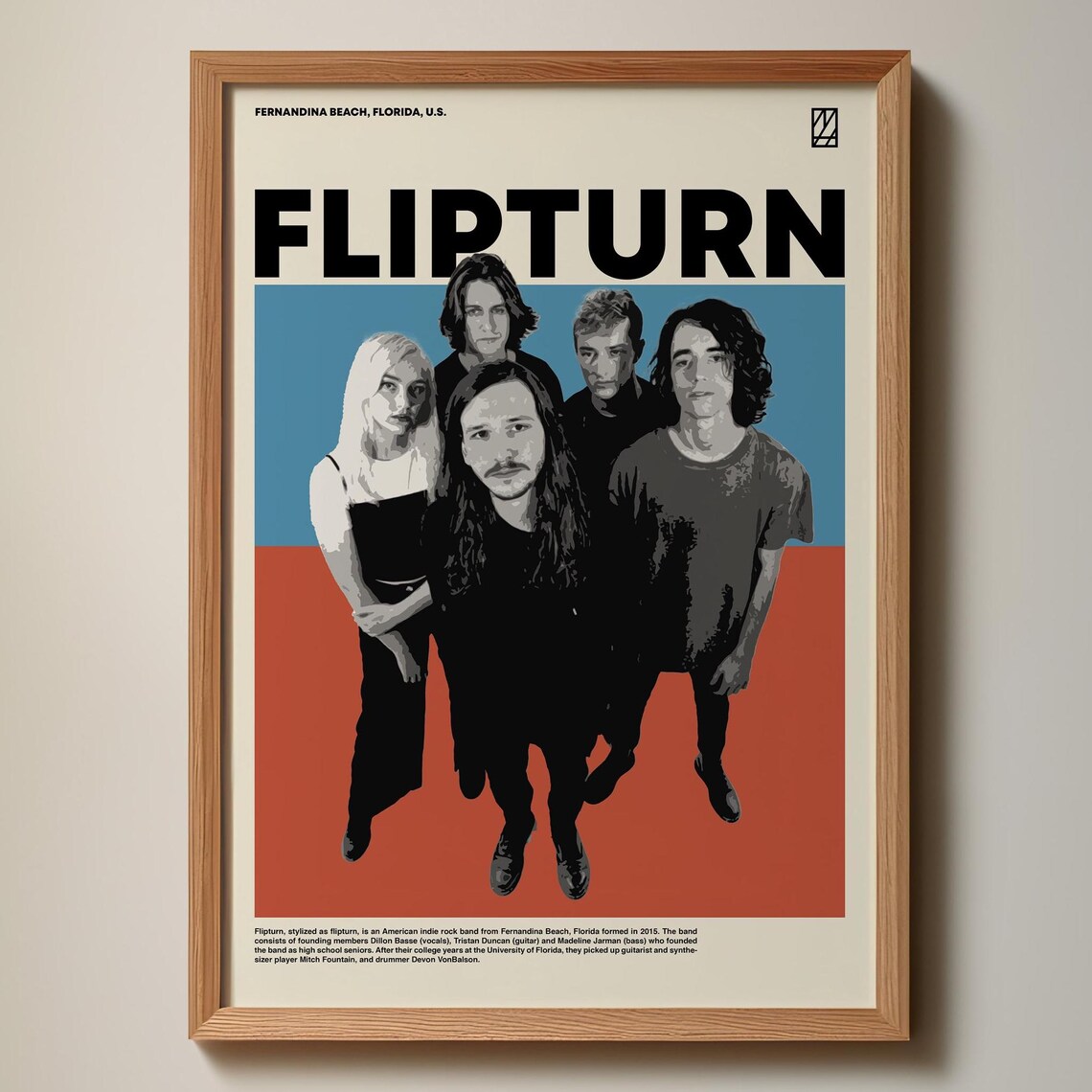 Flipturn Retro Poster Indie Rock Rising Stars Wall Art Florida Music ...