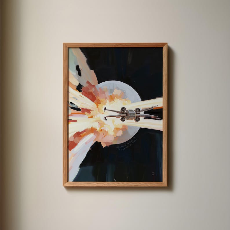 Star Wars Death Star Explosion Art Print Iconic Battle Scene Wall Decor ...