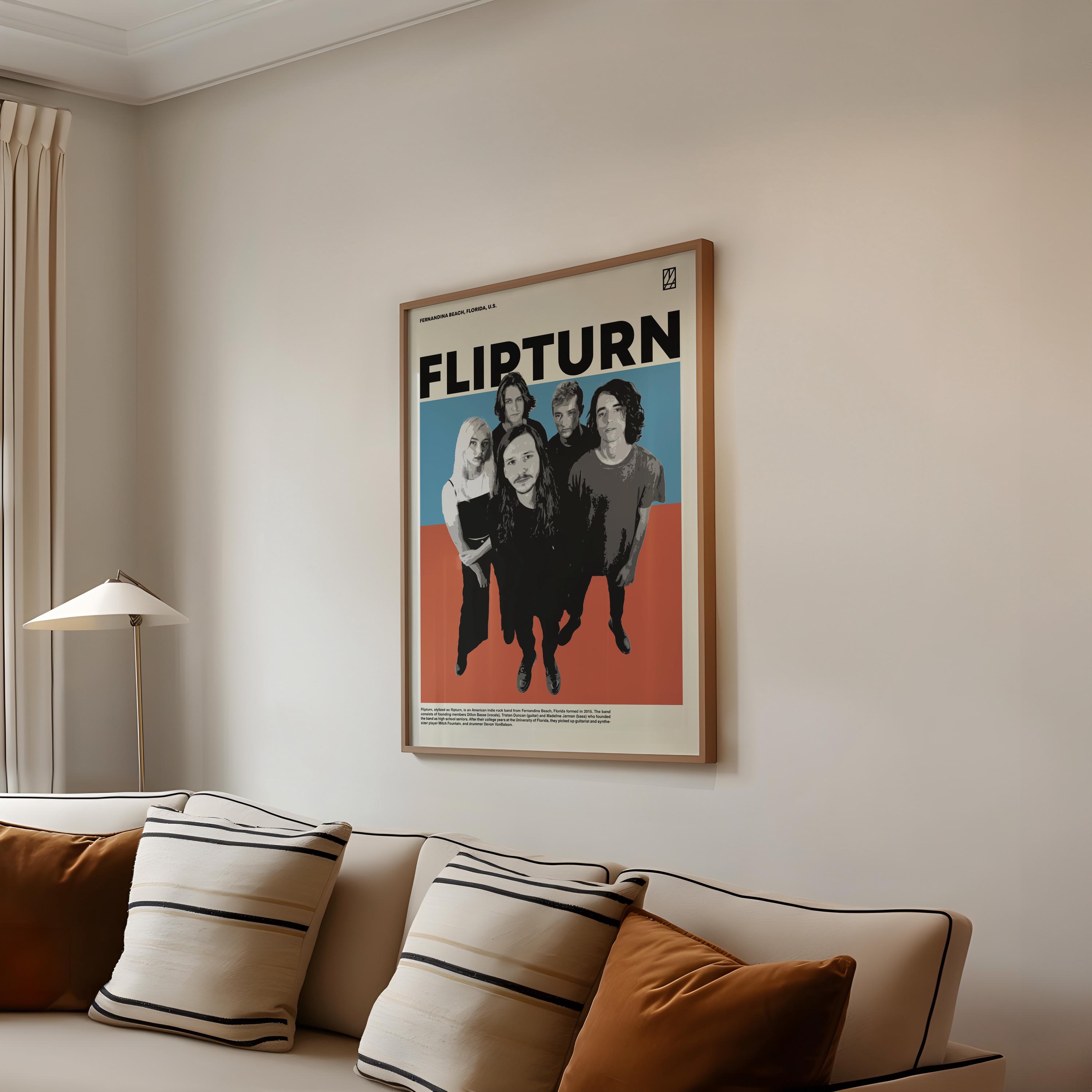 Flipturn Retro Poster Indie Rock Rising Stars Wall Art Florida Music ...