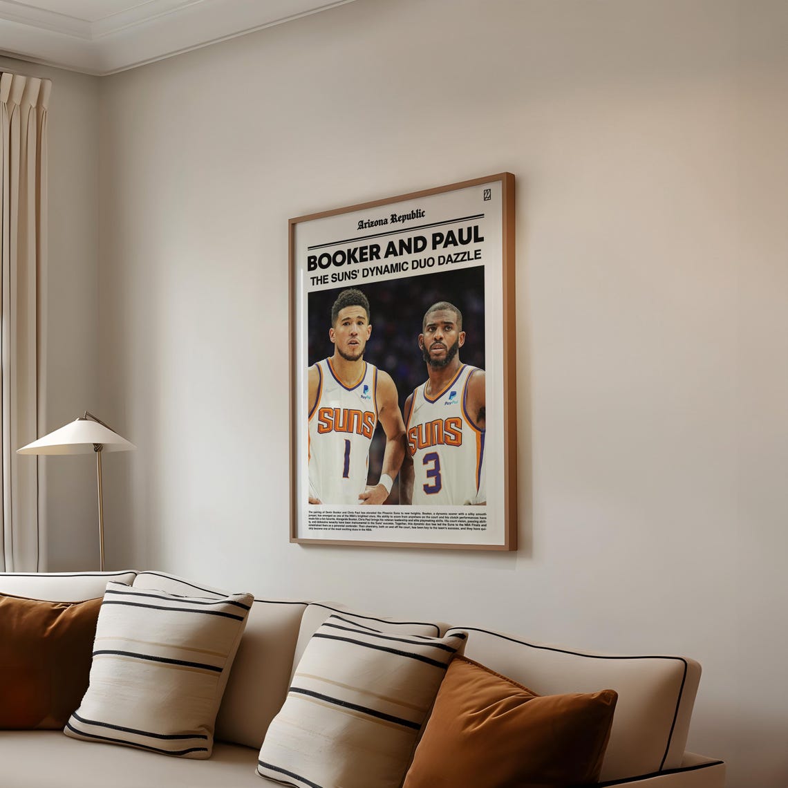 Phoenix Suns Booker & CP3 Art NBA Valley Basketball Newspaper Poster Desert Dynasty Wall Decor ...