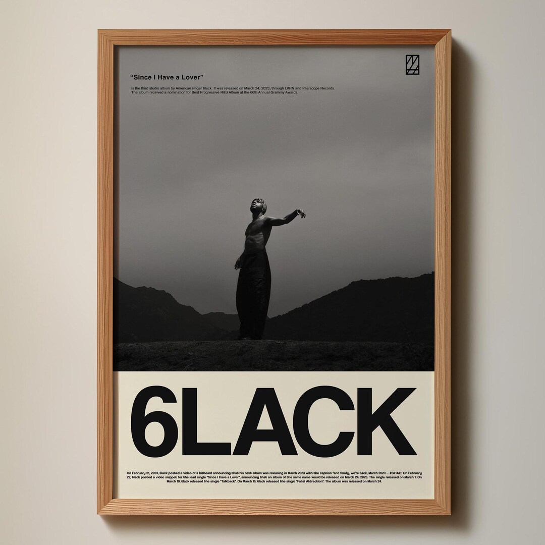 6LACK Retro Poster Modern R&B Wall Art Atlanta Hip-hop Icon Print ...