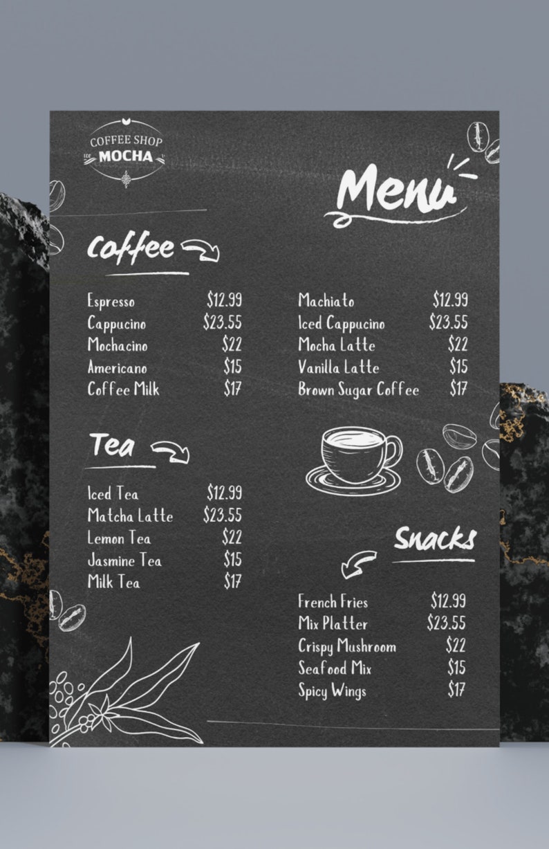 Coffee Shop Menu, Restaurant Menu, and Fast Food Restaurant Menu With a ...