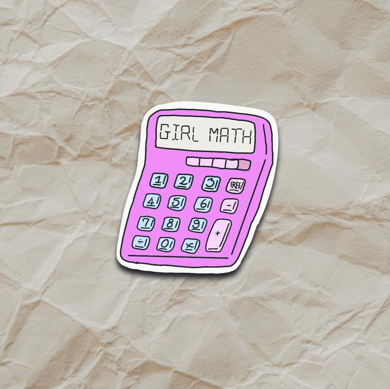 GIRL MATH – Weatherproof Vinyl Sticker | Pink Calculator Aesthetic - Etsy