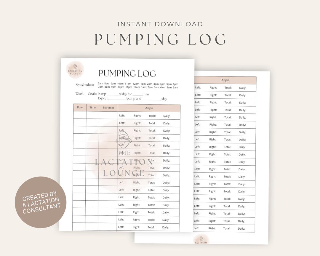 Pumping Log Printable | Breast Pump Tracker, Milk Output Chart ...