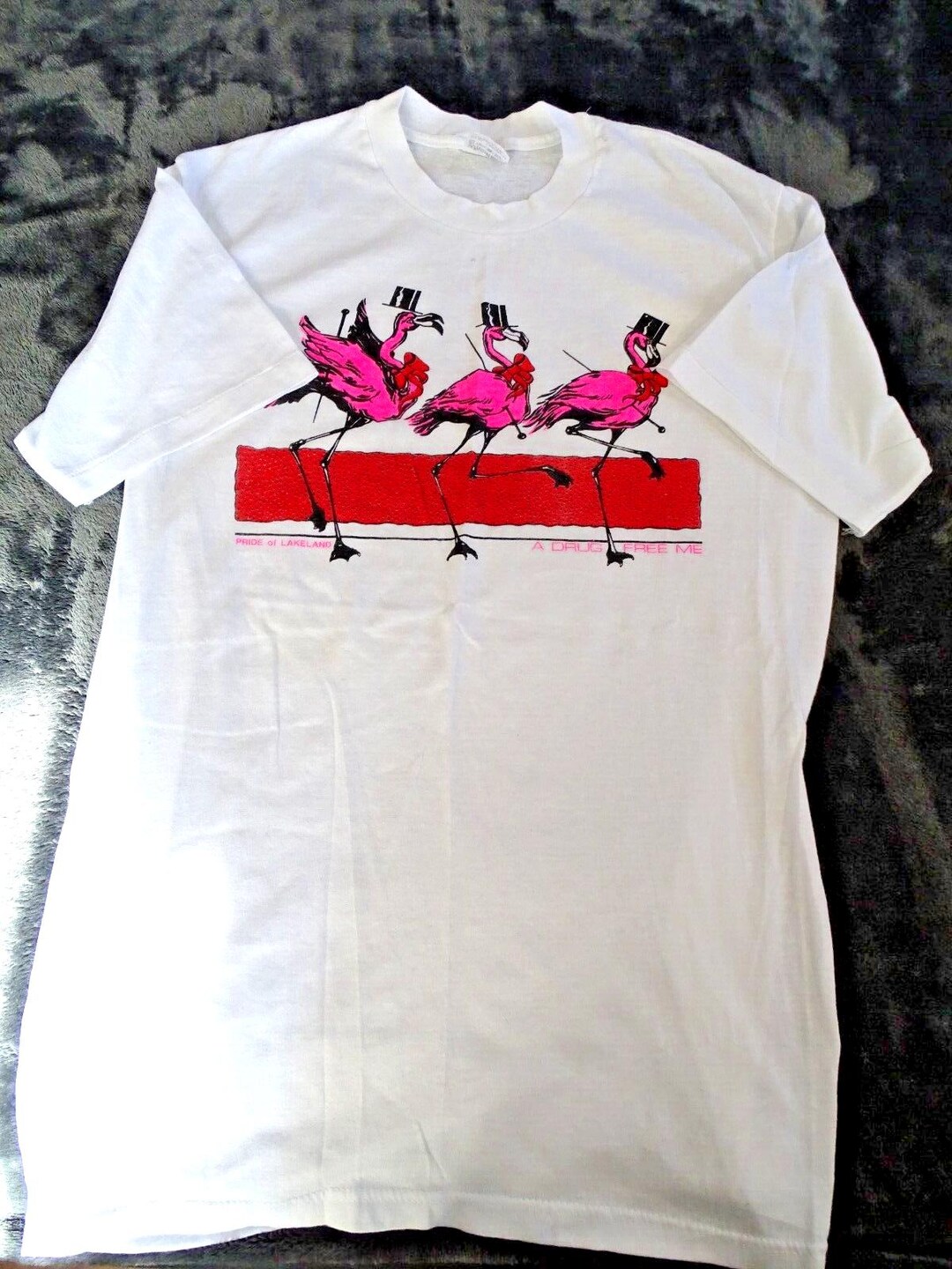 Vintage Single Stitch Anti Drug T-shirt "drug Free Me" Flamingos Sz XL ...