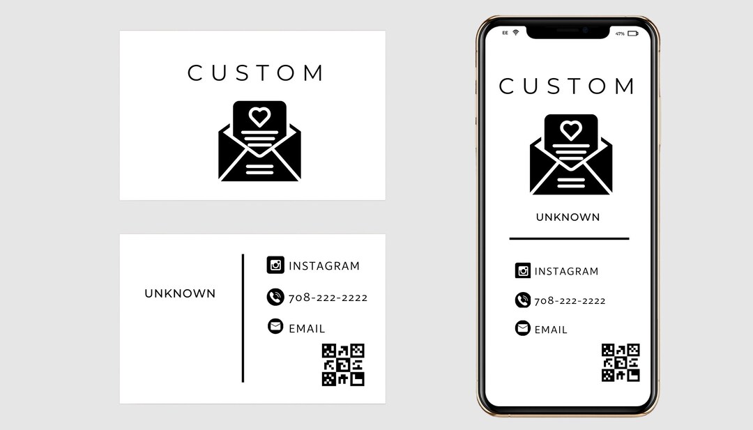 Custom Bussiness Card Template W/ Digital Business Card Included - Etsy