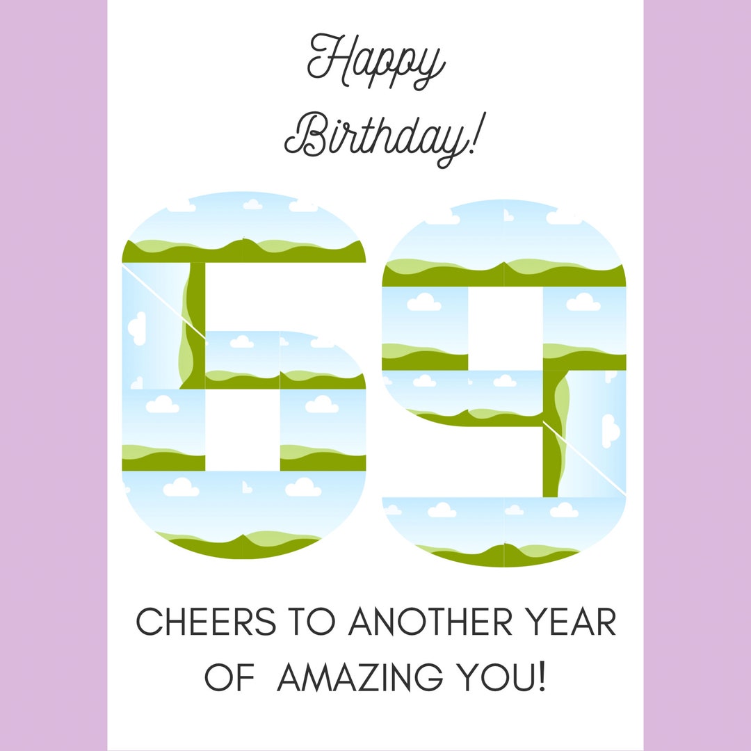 69th Birthday Card Birthday Card Editable Digital Canva Template PNG ...